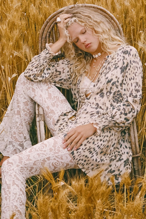 Snow Leopard Asymmetric Blouse – SPELL