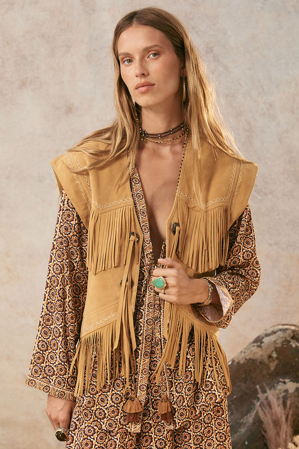 Fearless Heart Suede Fringe Vest – SPELL